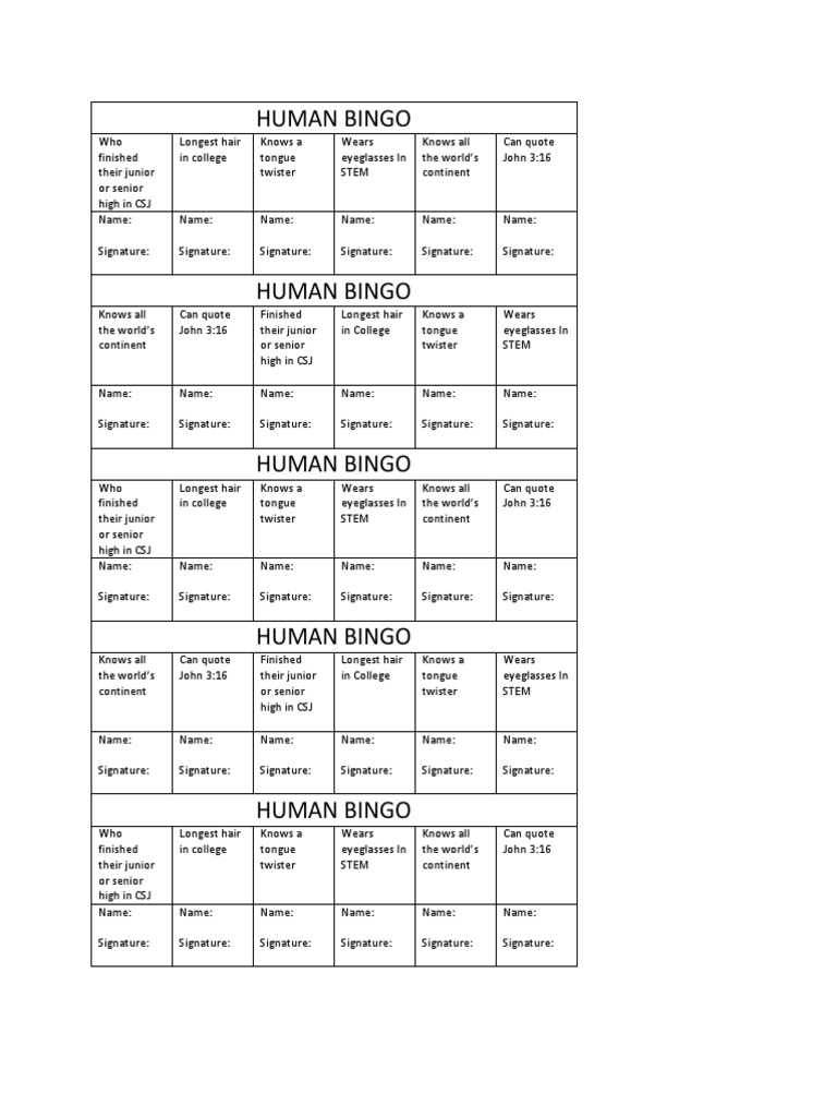 Human Bingo | PDF
