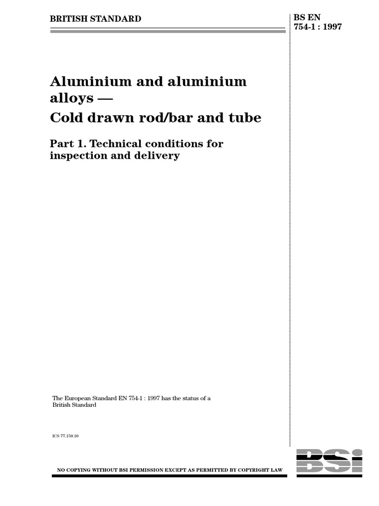 En 754-1 | PDF | Extrusion | Engineering Tolerance