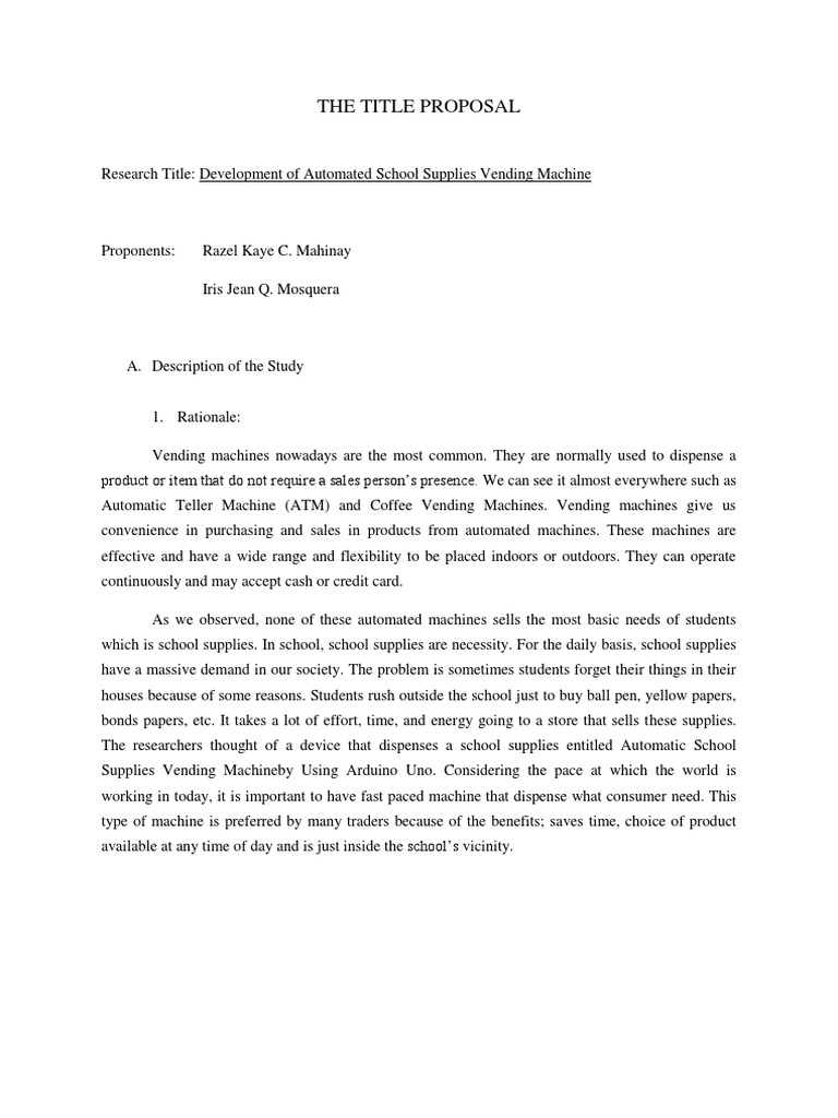 The Title Proposal | PDF | Arduino | Power Supply