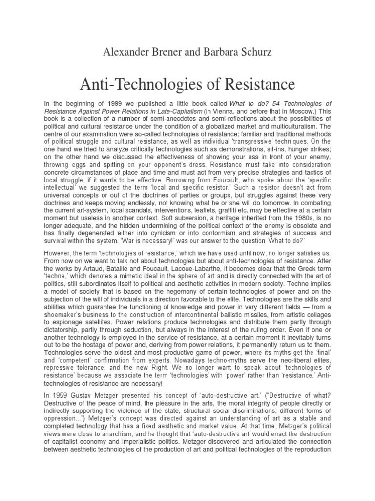 Anti-Technologies of Resistance: Alexander Brener and Barbara Schurz ...
