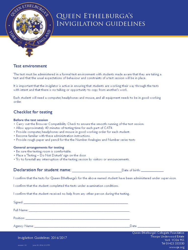 Invigilation Guidelines | PDF