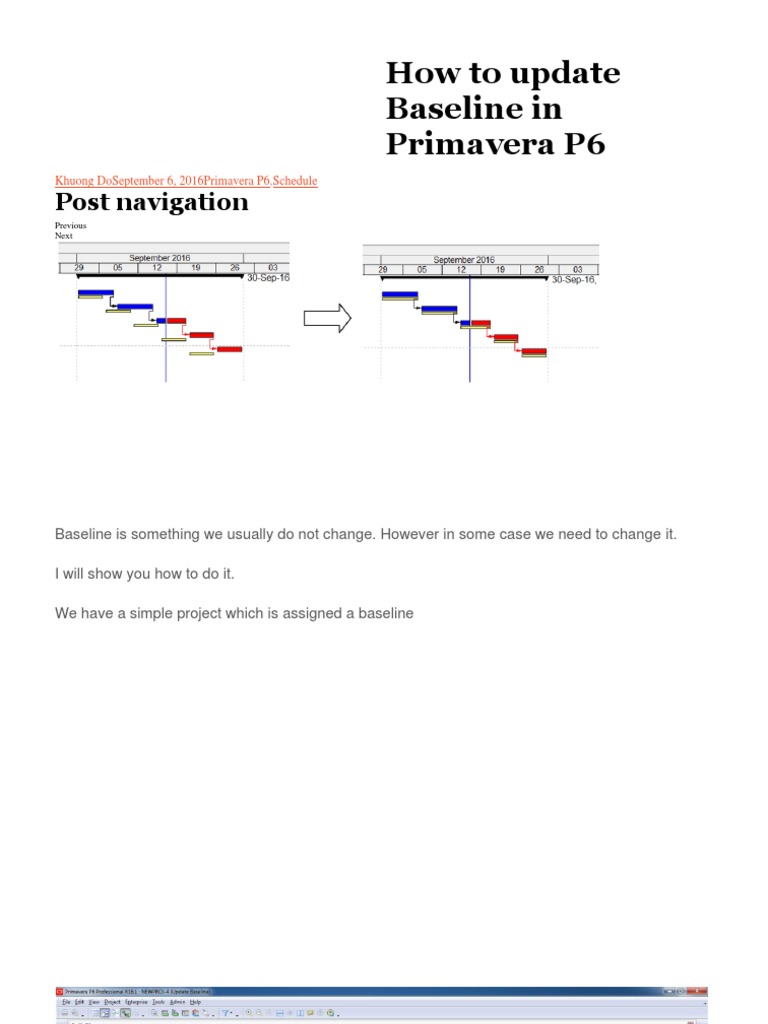 How To Update Baseline in Primavera | PDF | Finance & Money Management