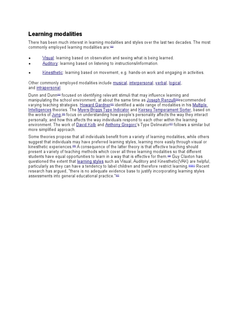 Understanding Learning Modalities: A Review of Visual, Auditory, and ...