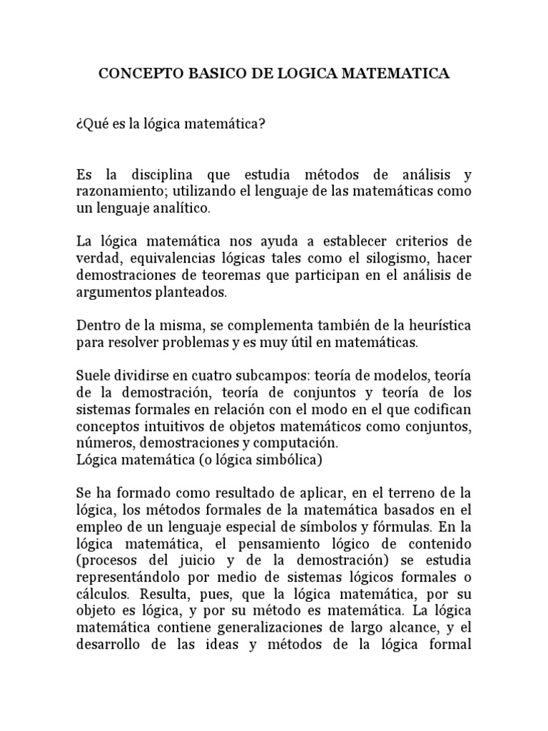 Concepto Basico de Logica Matematica | Descargar gratis PDF | Lógica matemática | Lógica