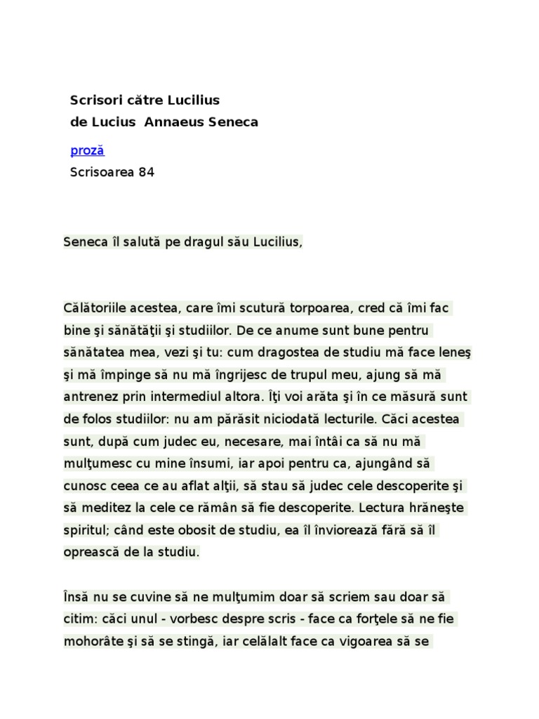Scrisori C259tre Lucilius de Lucius Annaeus Seneca PDF | PDF