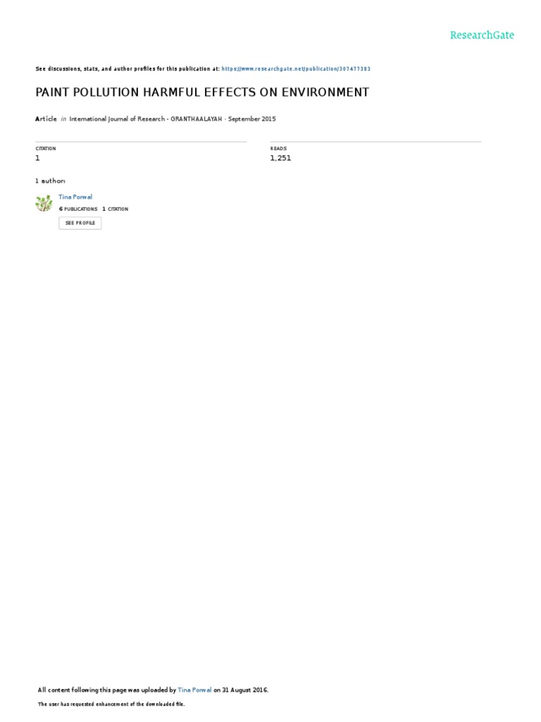 Paint Pollution Harmful Effects On Environment | PDF | Paint | Volatile ...