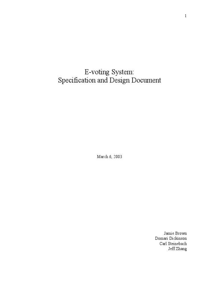 E-Voting System: Specification and Design Document | PDF | Electronic ...