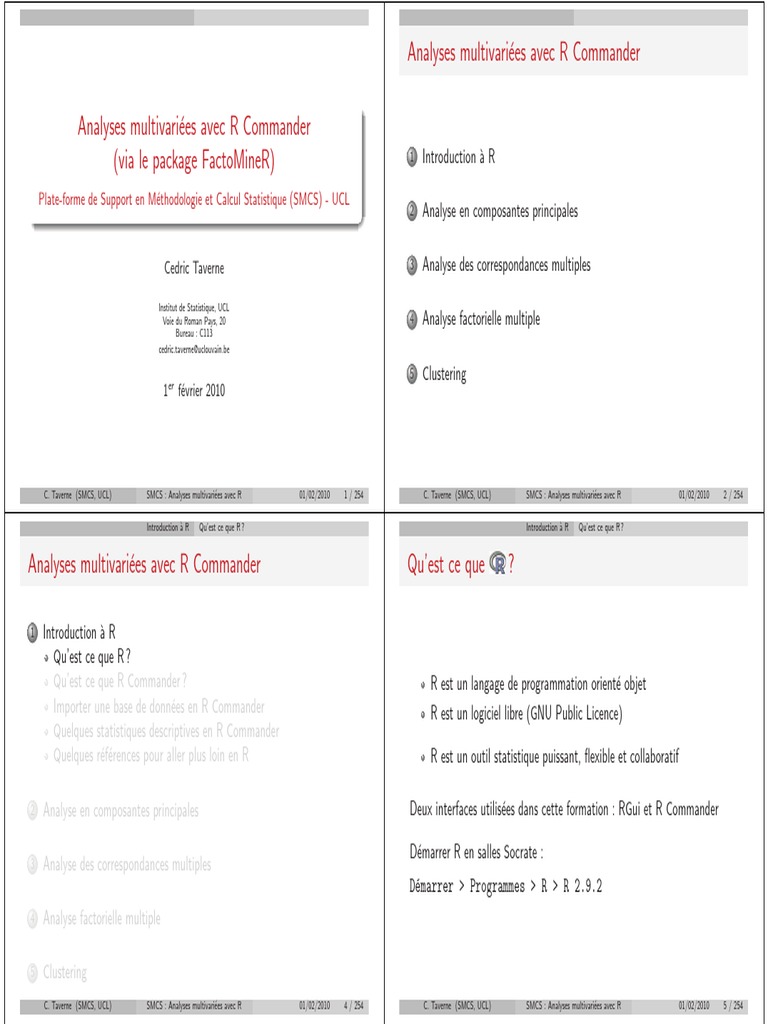 Analyses multivariées avec FactoMineR | PDF | R (Langage de ...