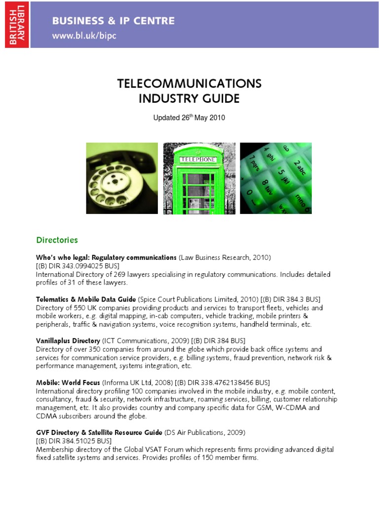 Telecommunications Industry Guide: Directories | PDF ...