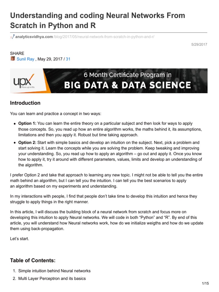 Understanding and Coding Neural Networks From Scratch in Python and R ...