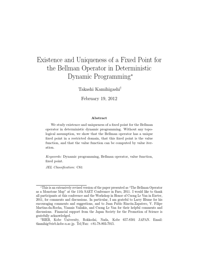 Bellman Equation | PDF | Function (Mathematics) | Continuous Function