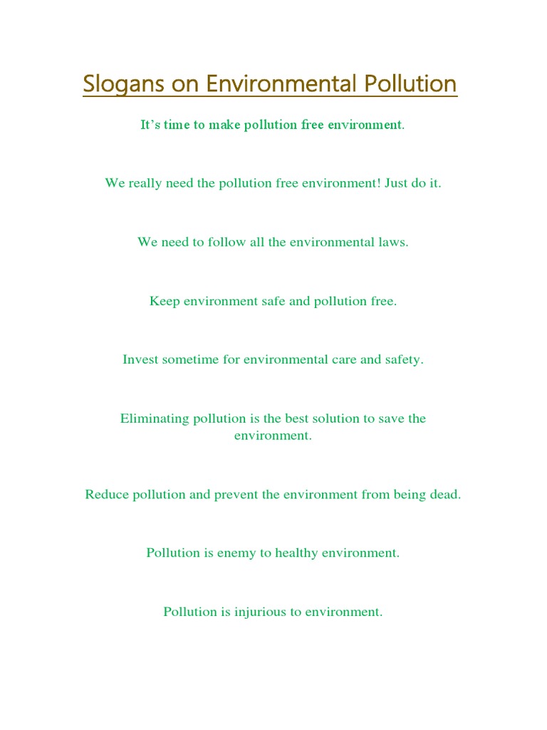 Environment Slogan | PDF | Science & Mathematics