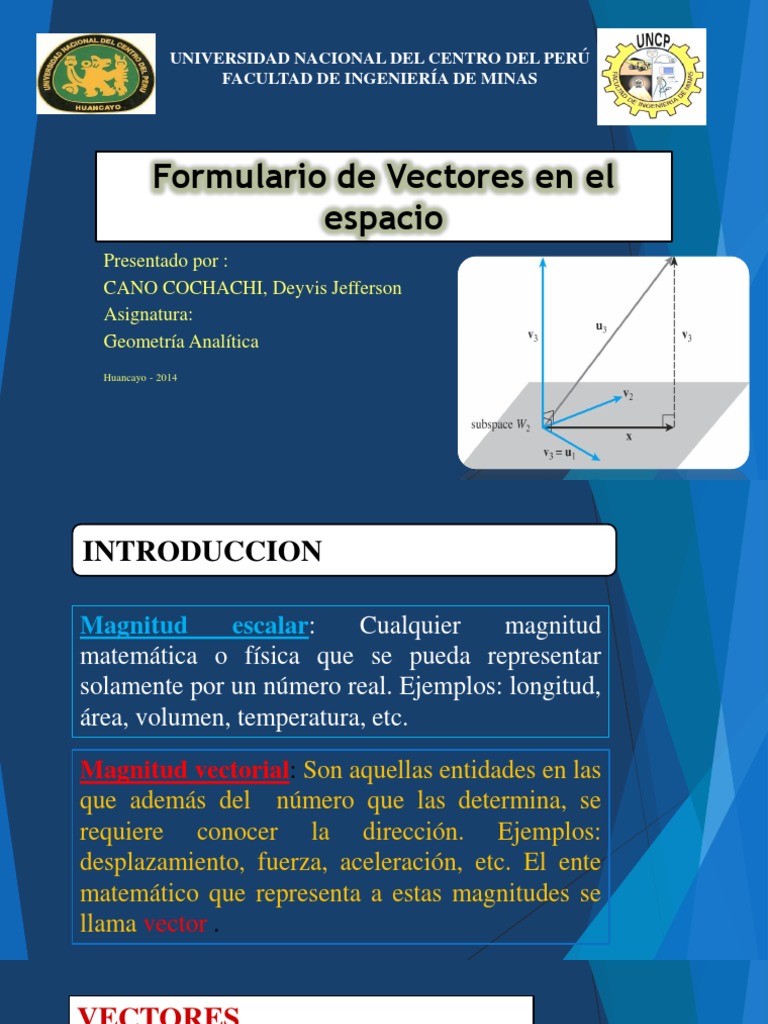Formulario de Vectores en El Espacio | PDF | Vector Euclidiano ...