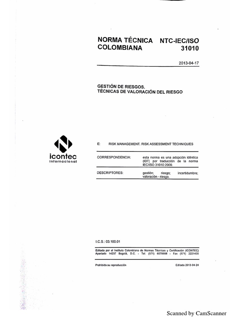 NTC Iso 31010-2013 PDF | PDF
