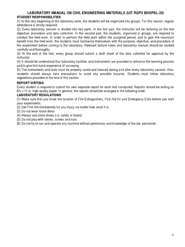 Civil Engineering Materials Lab Manual | PDF | Construction Aggregate ...
