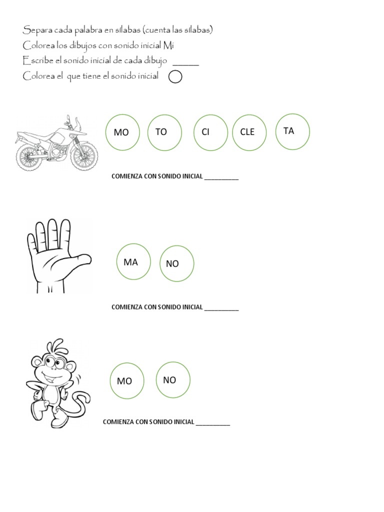 Colorea Los Dibujos Con Sonido Inicial MO | PDF