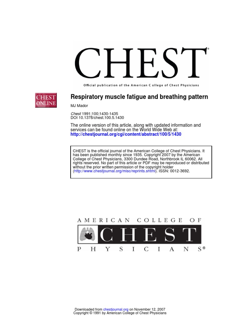 Respiratory Muscle Fatigue and Breathing Pattern | PDF | Respiratory ...