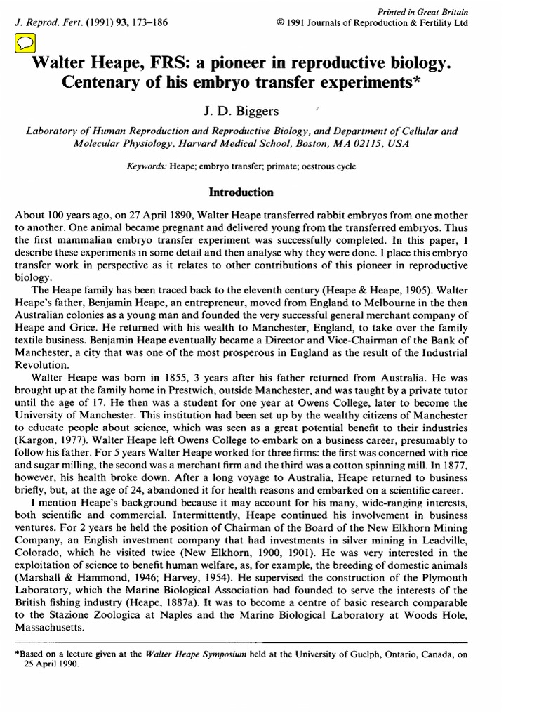 1890-A Rabbit Embryo Was Successfully Transplanted by DR Walter Heape ...