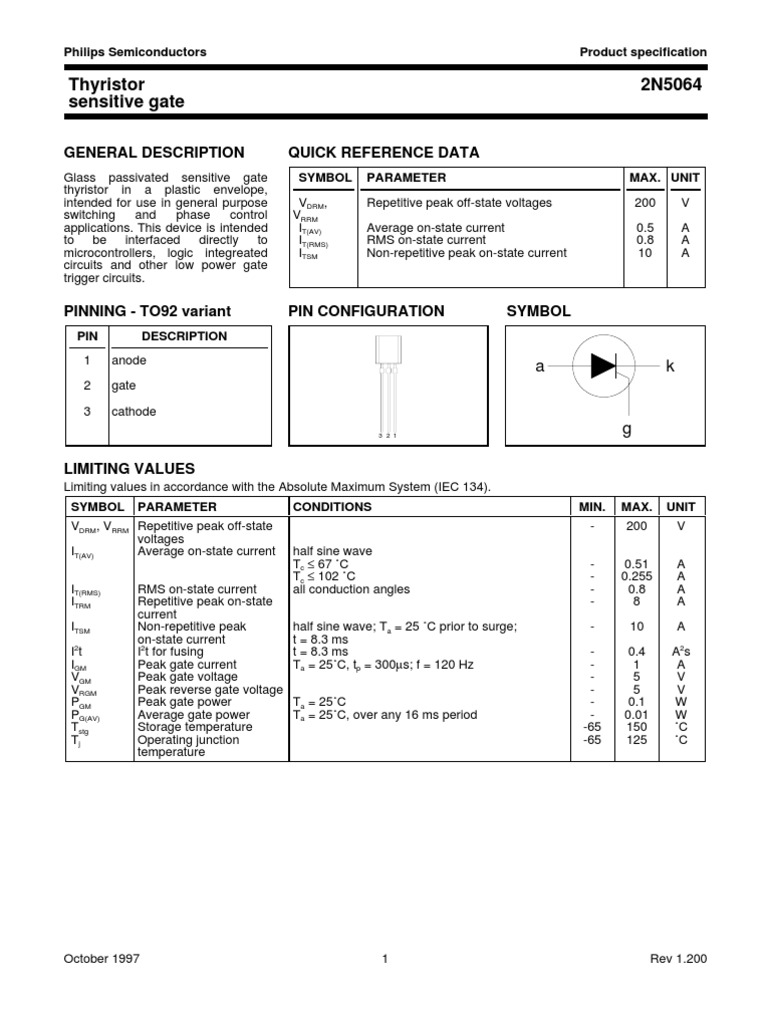 2N5064 | PDF | Electrical Engineering | Electricity