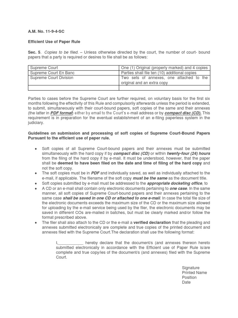 Efficient Use of Paper Rule Guidelines | PDF | Supreme Court Of India ...
