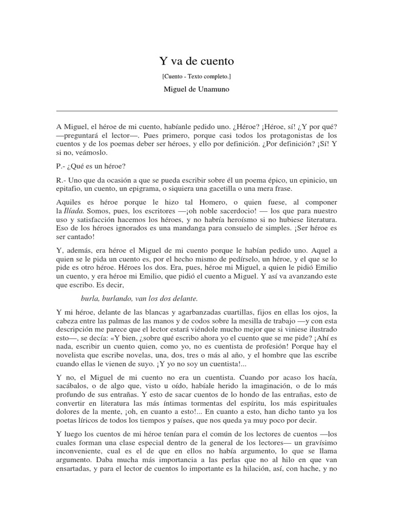 Unamuno - Y Va de Cuento | PDF | Cuentos | Don Quijote