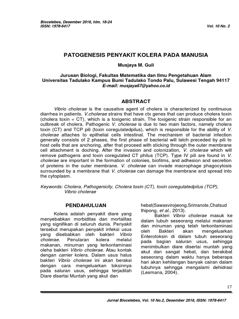 Patogenesis Penyakit Kolera Pada Manusia | PDF