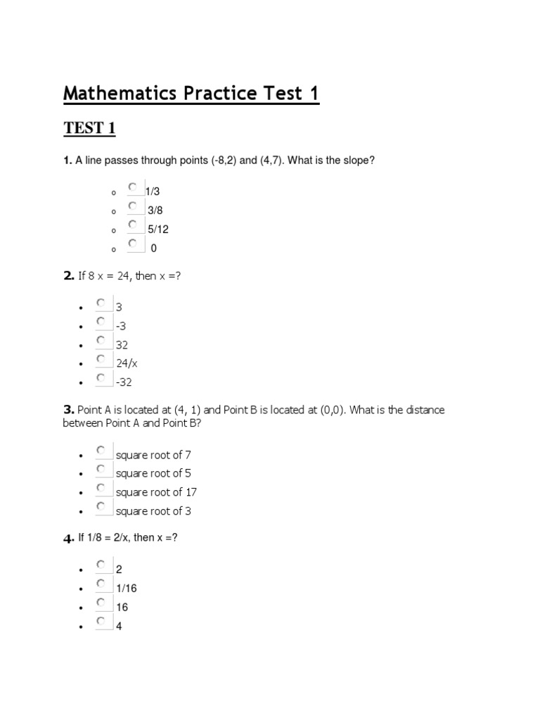 Hiset Exam Practice | PDF | Pint | Teaching Mathematics