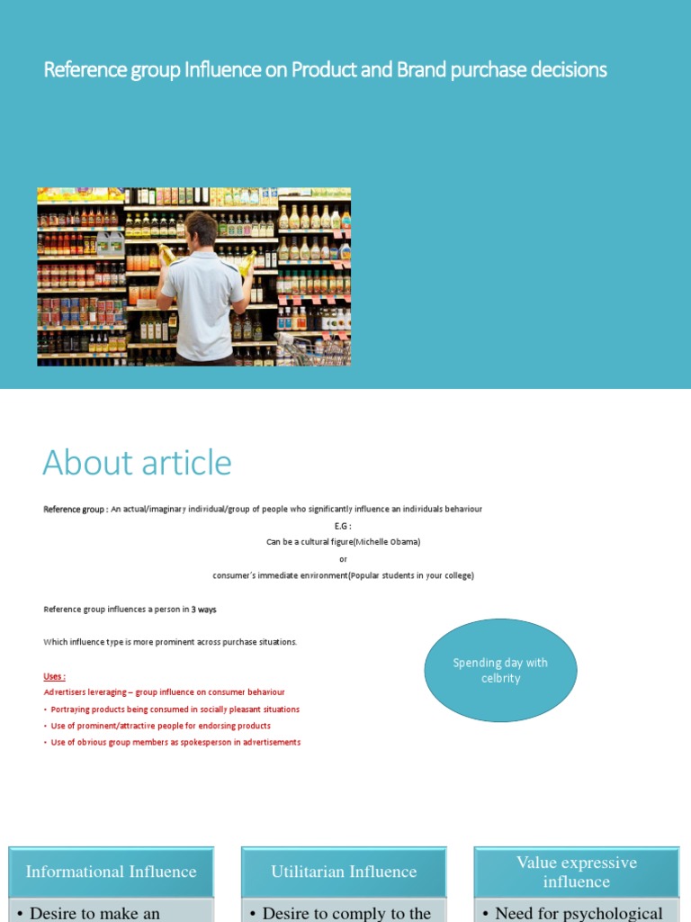 Reference Group Influence On Product and Brand Purchase Decisions | PDF ...