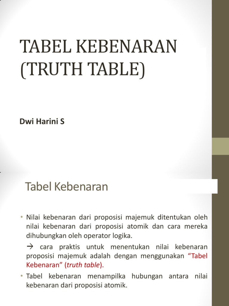 Tabel Kebenaran | PDF