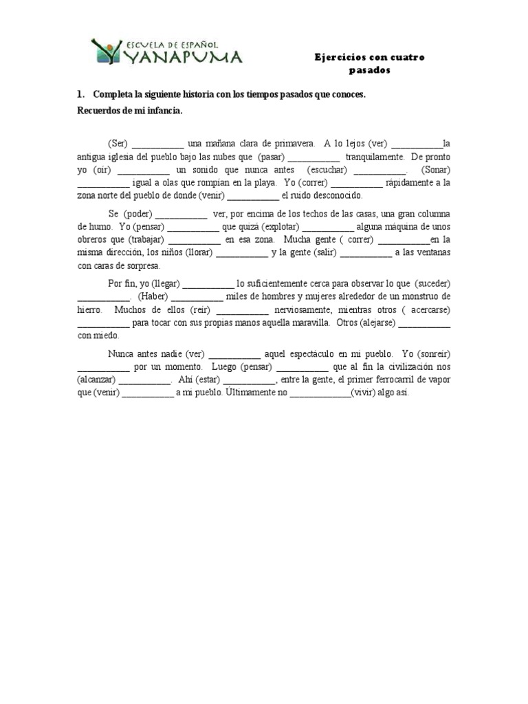 Ejercicios de Tiempos Pasados | PDF