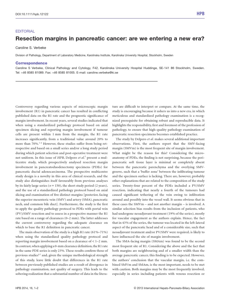 Resection Margins in Pancreatic Cancer: Are We Entering A New Era ...