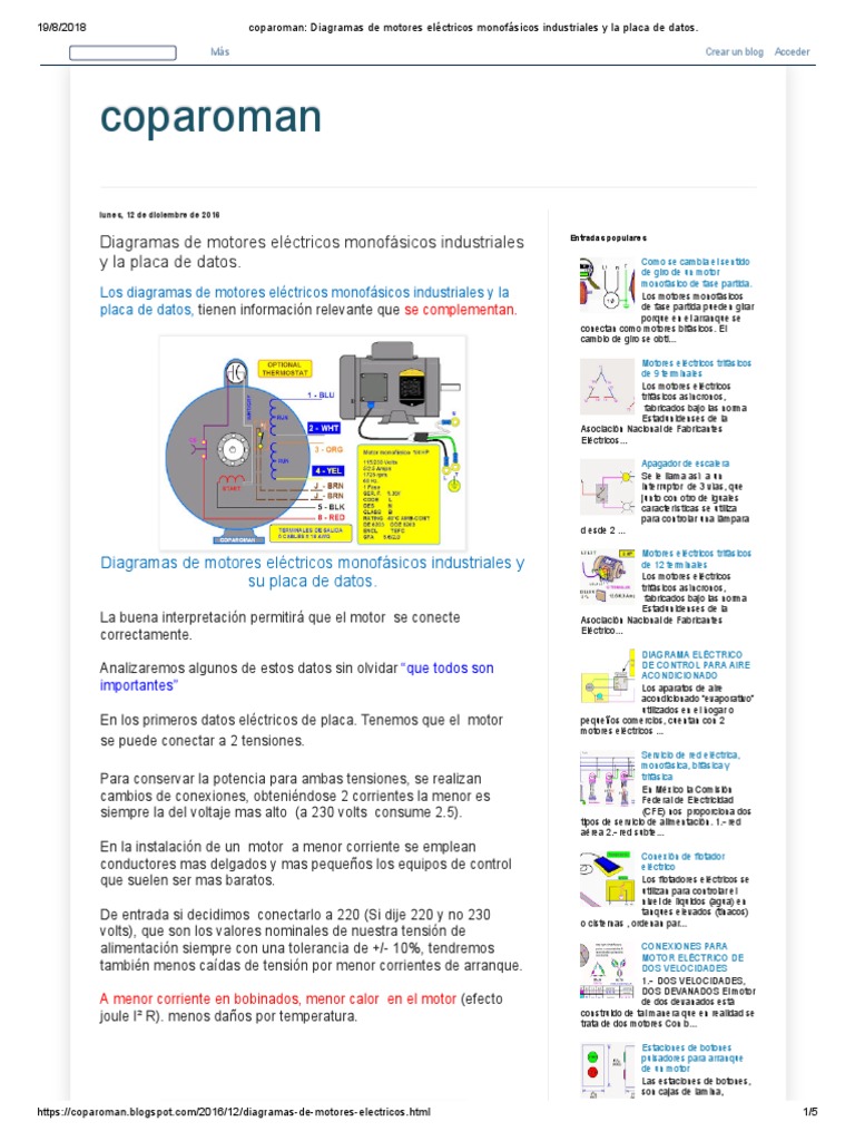 Coparoman Diagramas De Motores Eléctricos Monofásicos Industriales Y