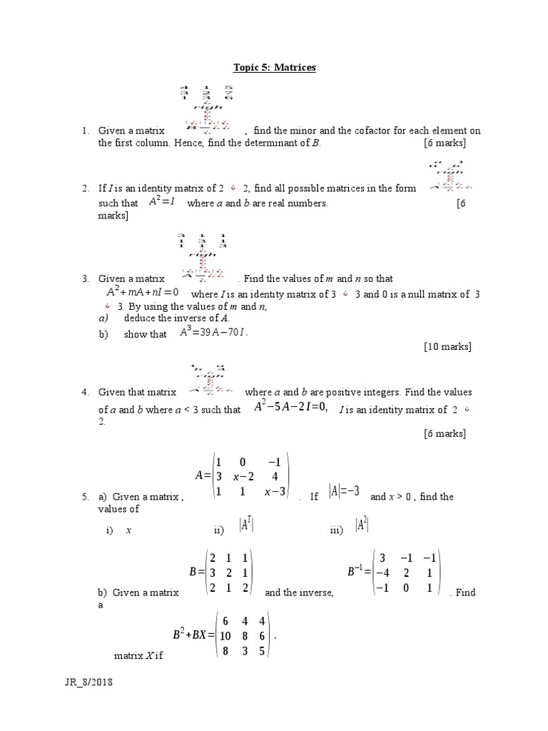 Matrix PYQ | PDF | Matrix (Mathematics) | Functional Analysis