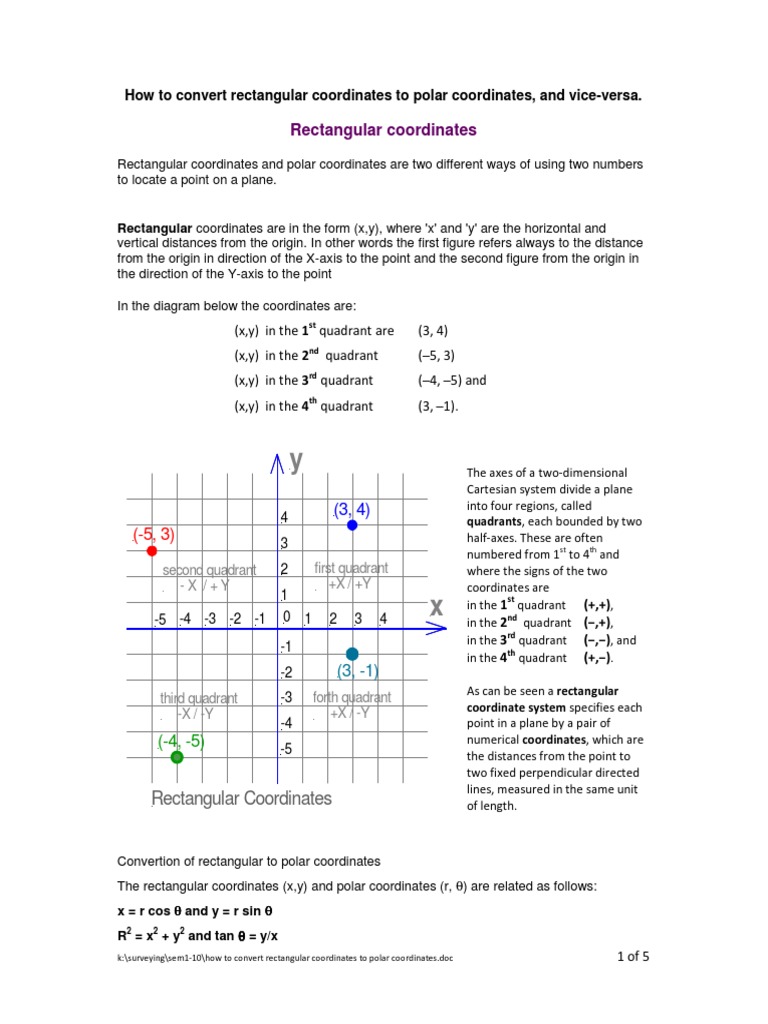 Rectangular Coordinates How To Convert Rectangular Coordinates To Polar Coordinates And Vice 