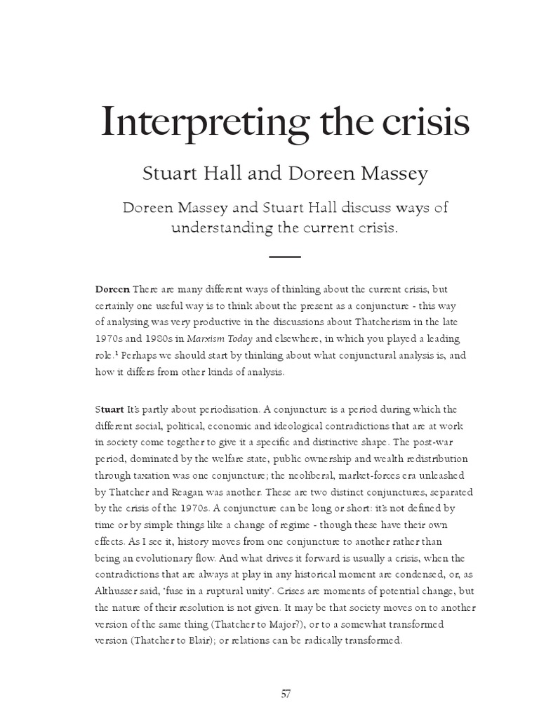 Interpreting The Crisis: Stuart Hall and Doreen Massey | PDF ...