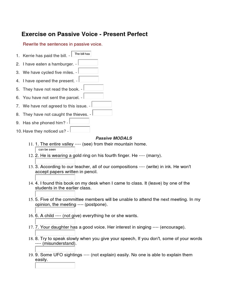 Exercise On Passive Voice - Present Perfect | PDF