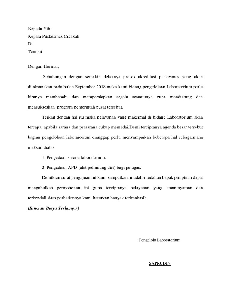 Surat Pengajuan APD | PDF