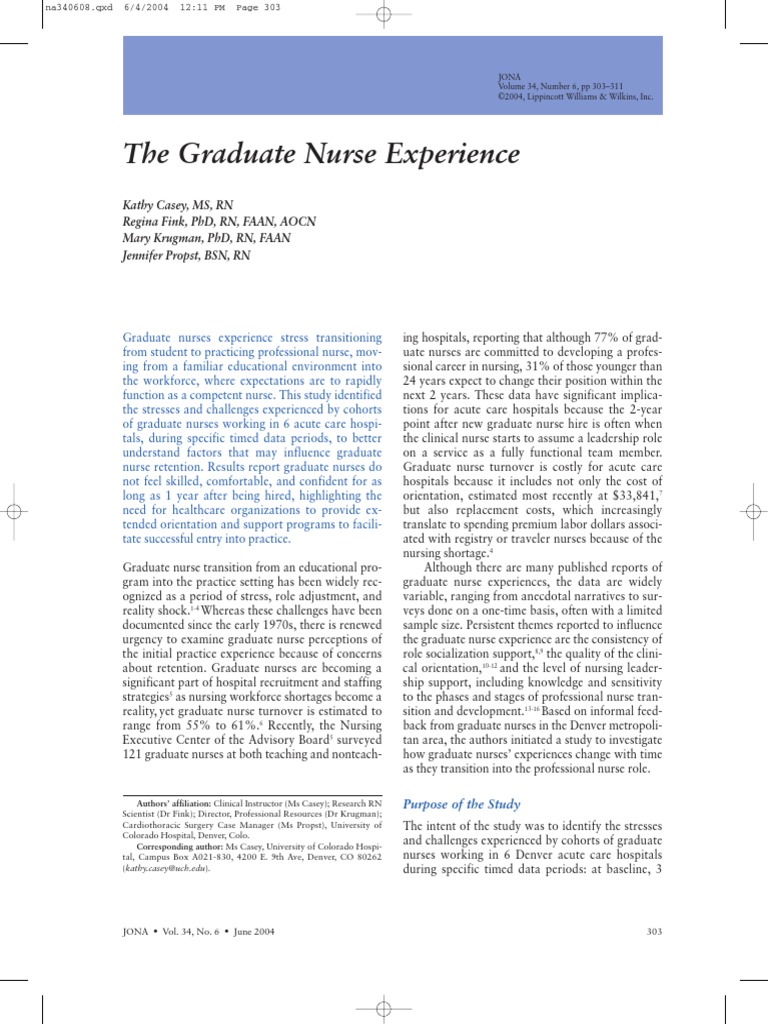 The Graduate Nurse Experience | PDF | Residency (Medicine) | Nursing