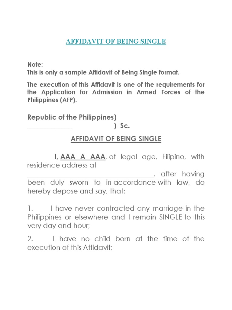 Affidavit of Being Single | PDF