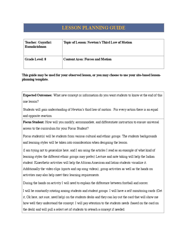 Designing Lessons To Meet Diverse Learning Needs of Students Gayathri ...