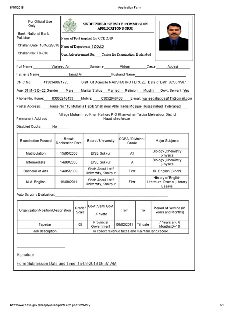 Application Form PDF | PDF | Pakistan