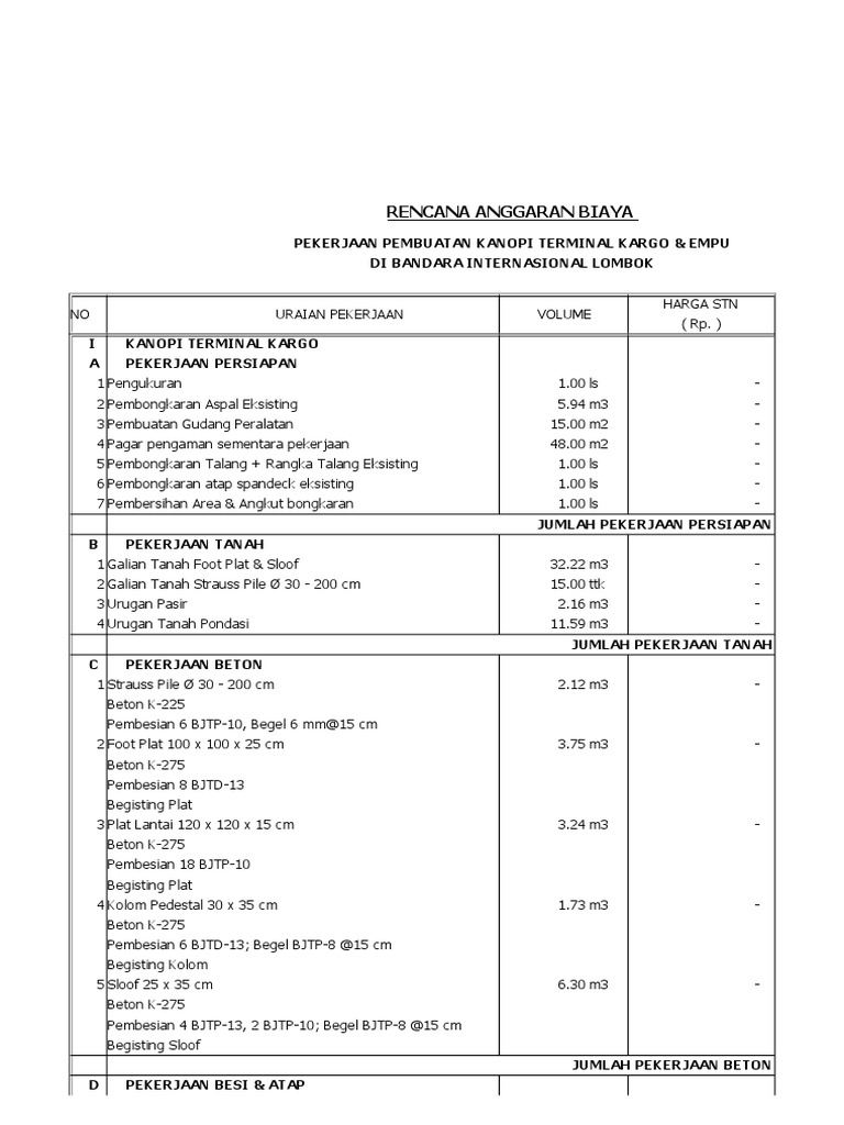 BQ Kosong Kanopi Kargo | PDF
