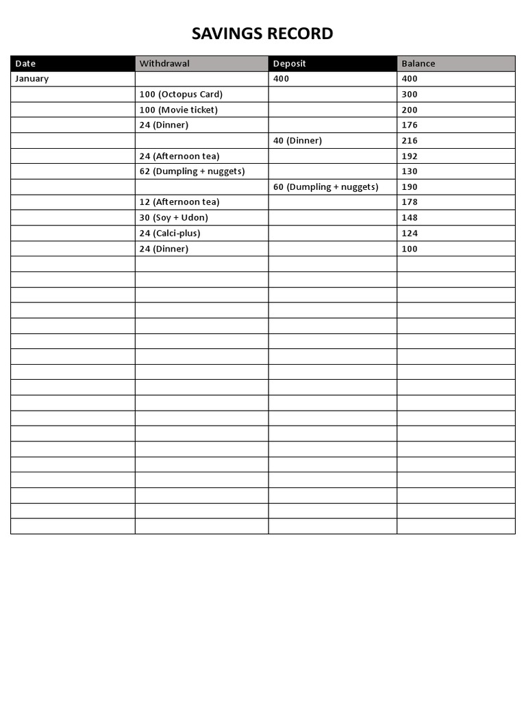 Savings Record | PDF