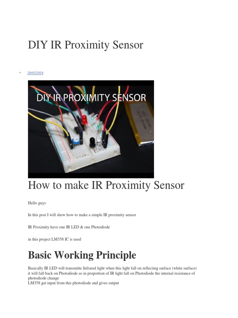 DIY IR Proximity Sensor | PDF | Light Emitting Diode | Resistor