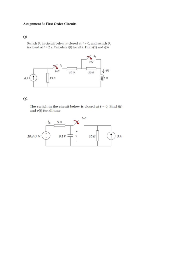 Assignment 3: First Order Circuits | PDF