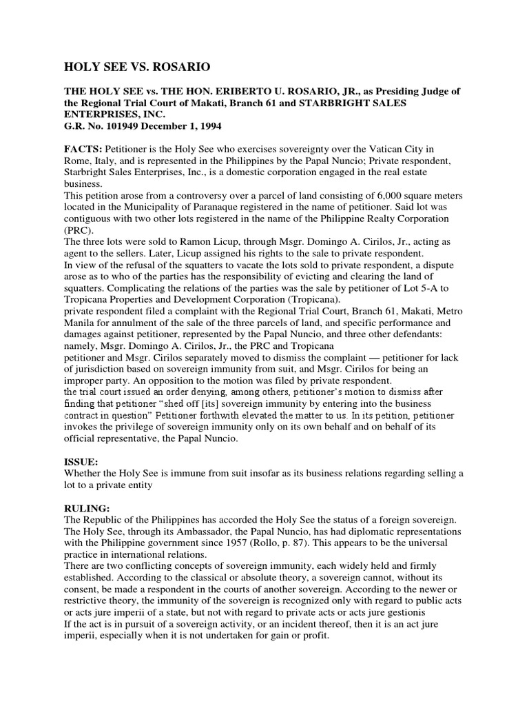 Holy See Vs Pdf Sovereignty Holy See