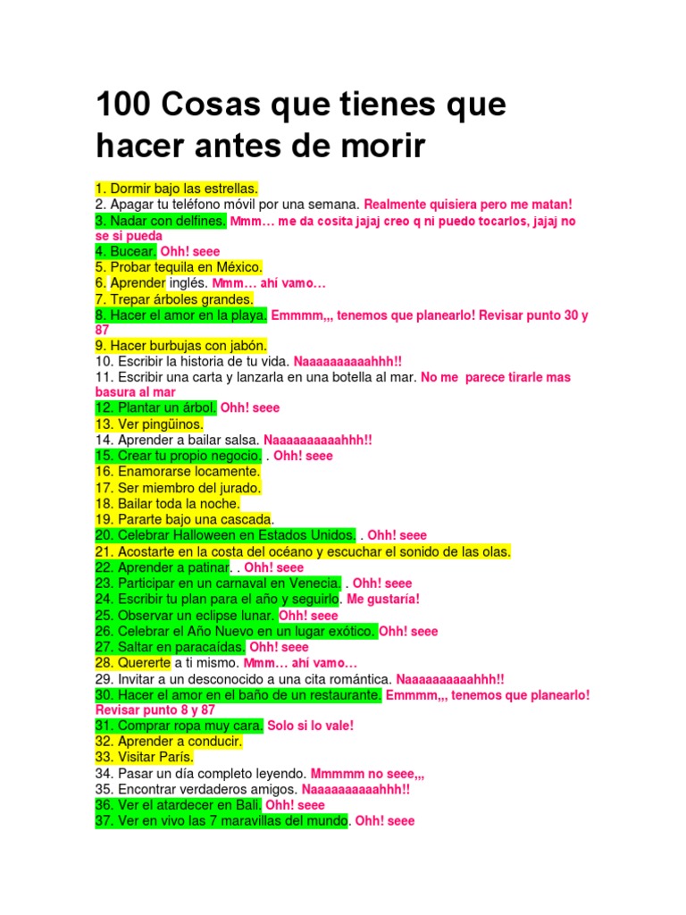 100 Cosas Que Tienes Que Hacer Antes de | PDF | Ocio