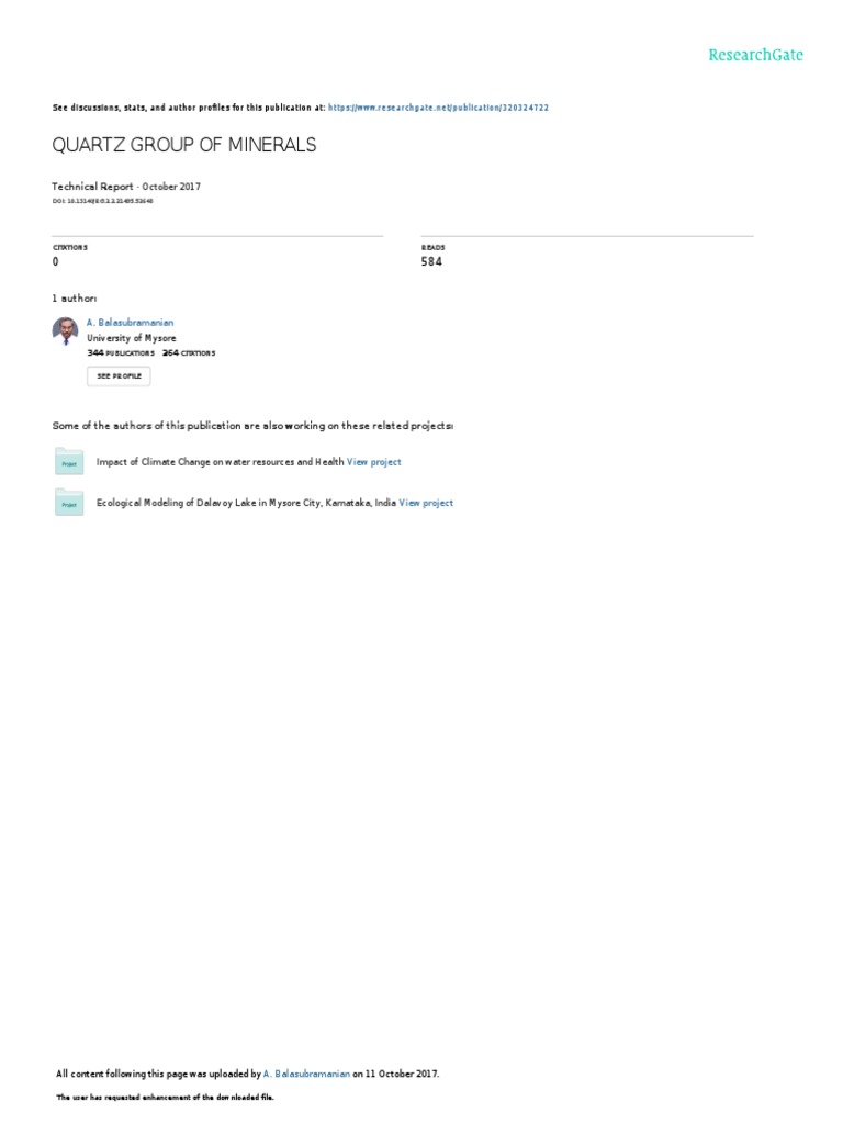 Quartz Group Of Minerals Pdf Quartz Silicon Dioxide