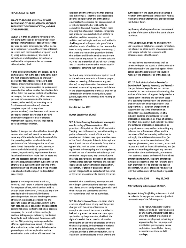 Anti-Wiretapping Law Overview | PDF | Sexual Slavery | Arson