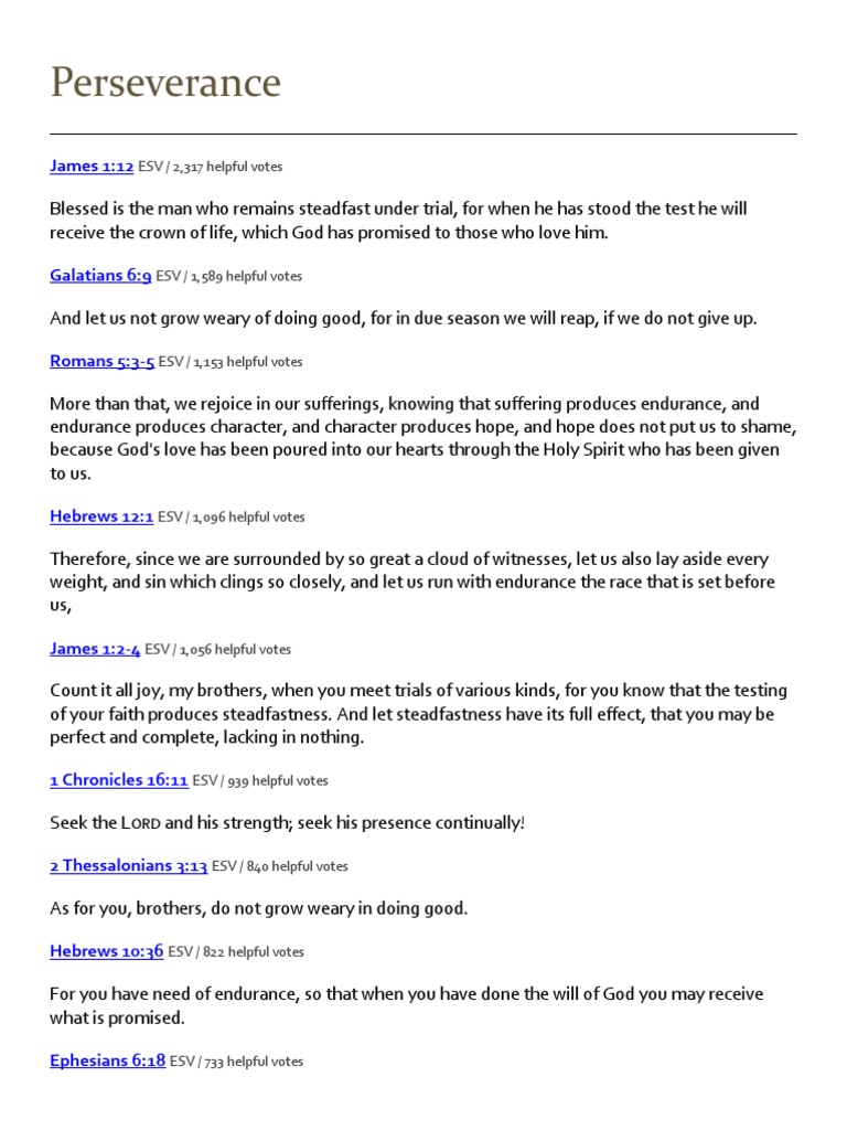 Perseverance | PDF | Eternal Life (Christianity) | Grace In Christianity